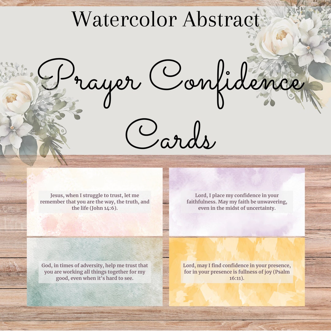 Prayer Confidence Cards Watercolor Abstract Design 30 Printable Cards ...