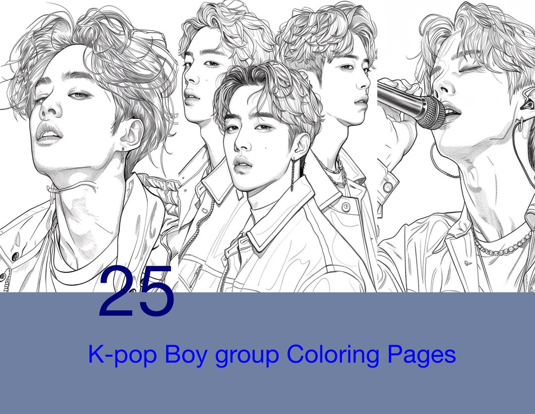 K-pop Boy Group Idol Coloring Pages - Etsy