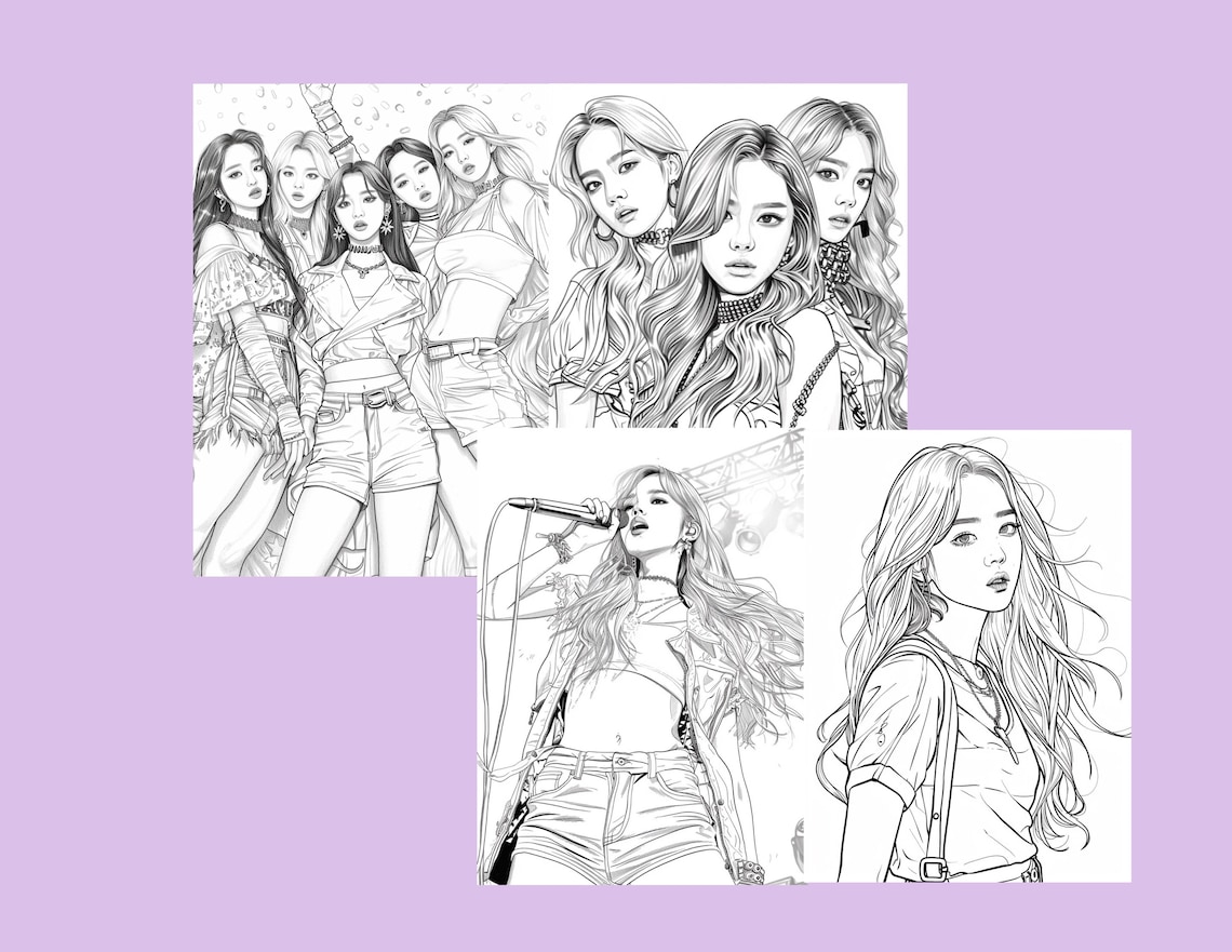 K-pop Girl Group Idol Coloring Pages - Etsy