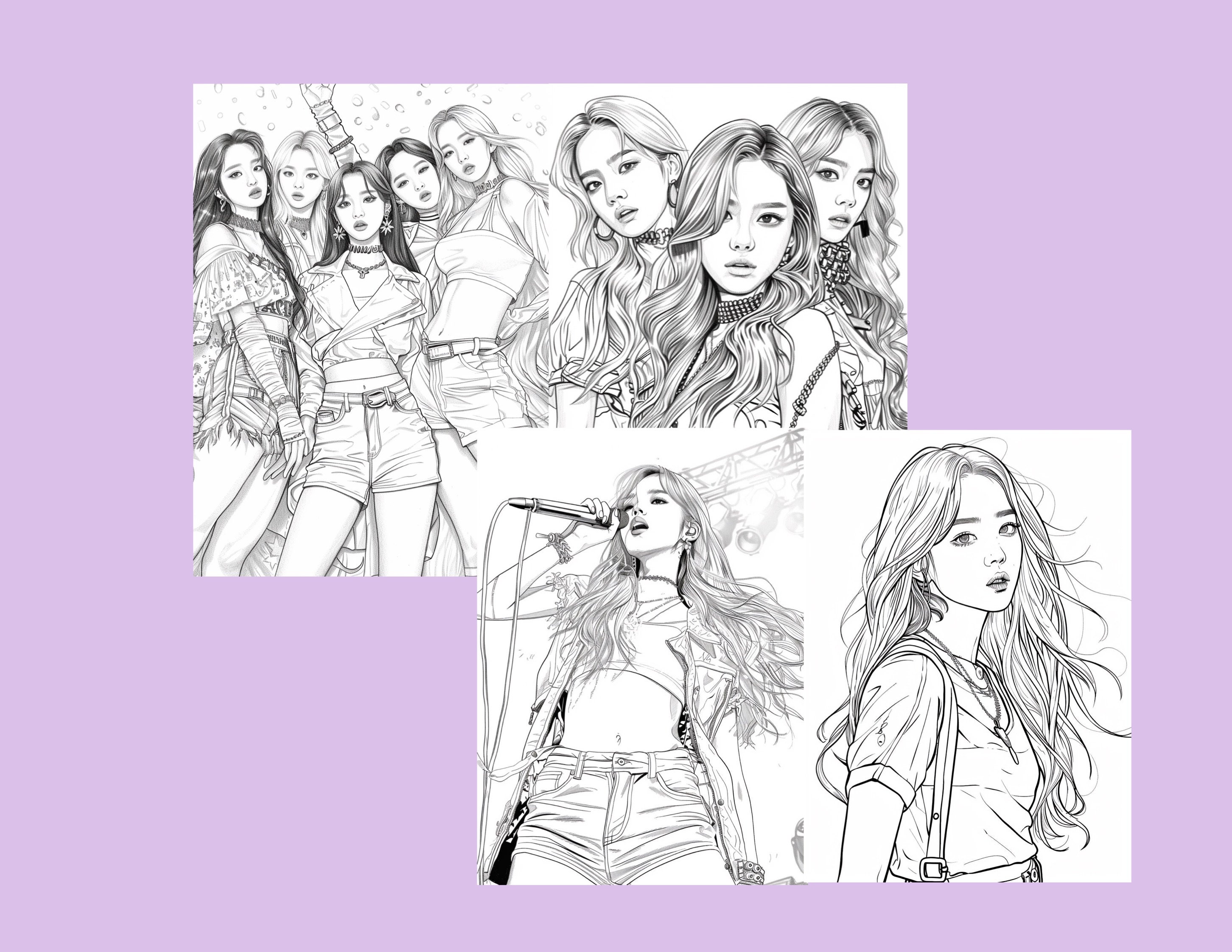 K-pop Girl Group Idol Coloring Pages - Etsy