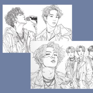 K-pop Boy Group Idol Coloring Pages - Etsy