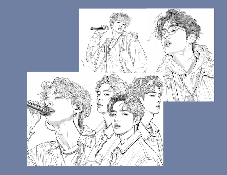 K-pop Boy Group Idol Coloring Pages - Etsy