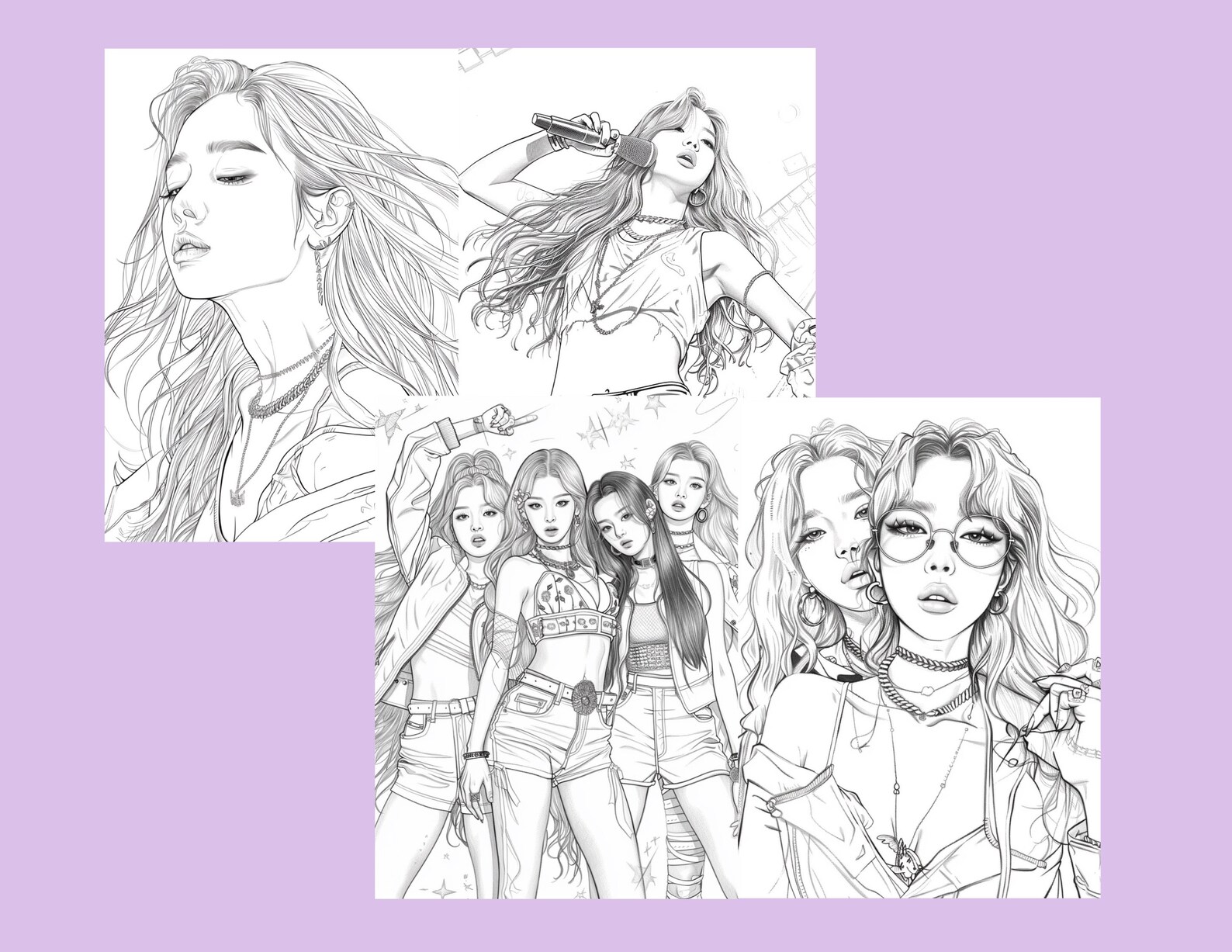 K-pop Girl Group Idol Coloring Pages - Etsy