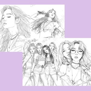 K-pop Girl Group Idol Coloring Pages - Etsy