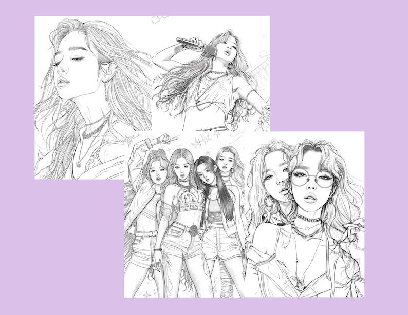 K-pop Girl Group Idol Coloring Pages - Etsy