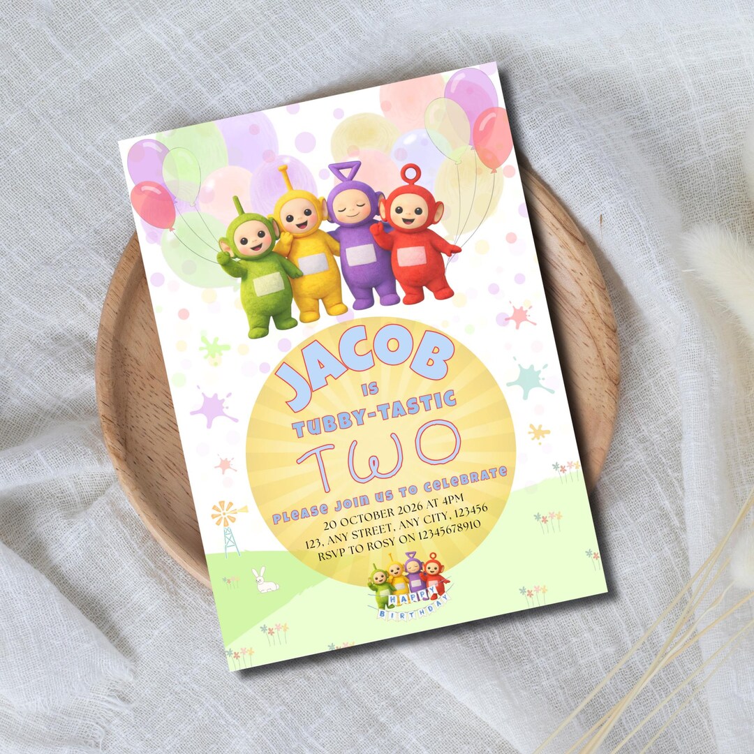 Teletubbies Invitation, Teletubbies Invite, Teletubbies Birthday ...