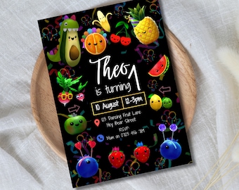 Hey Bear Sensory Invitation Dancing Fruit Birthday Invitation Hey Bear ...