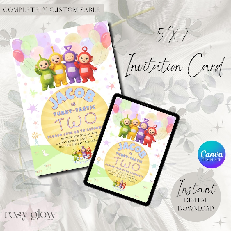 Teletubbies Invitation, Teletubbies Invite, Teletubbies Birthday ...