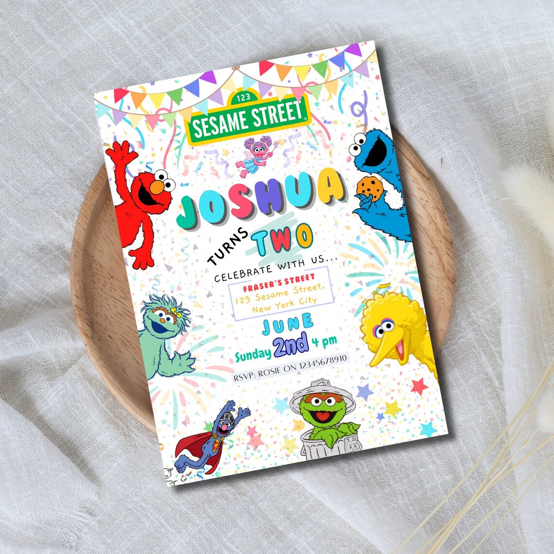 Sesame Street Invitation, Elmo Invitation, Printable, Editable Instant ...