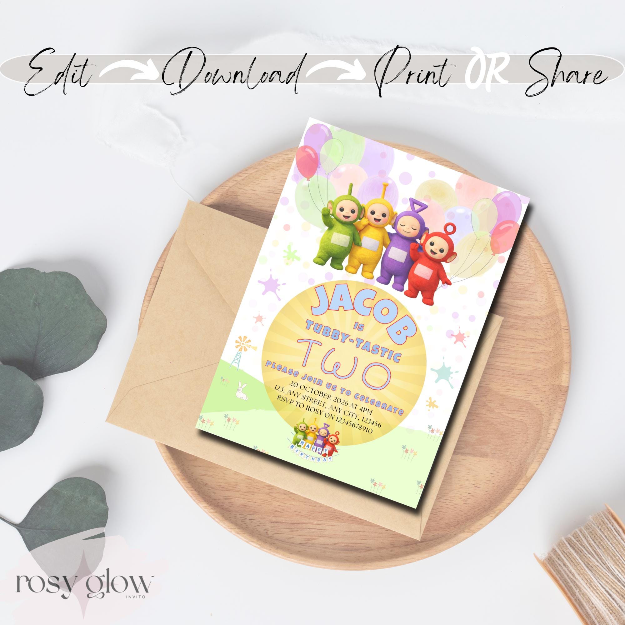 Teletubbies Invitation, Teletubbies Invite, Teletubbies Birthday ...