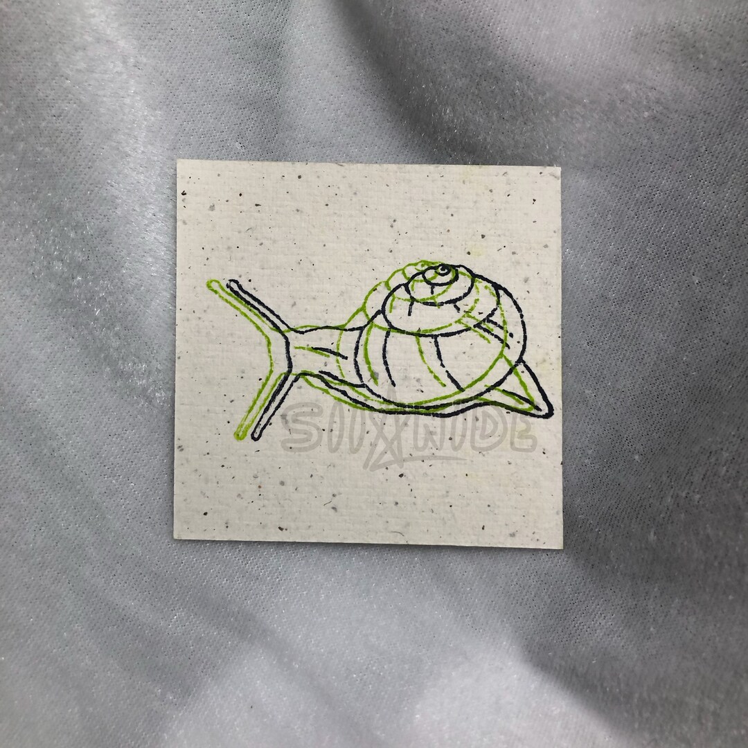 Twice Pressed Snail Ink Print in Black and Green - Etsy