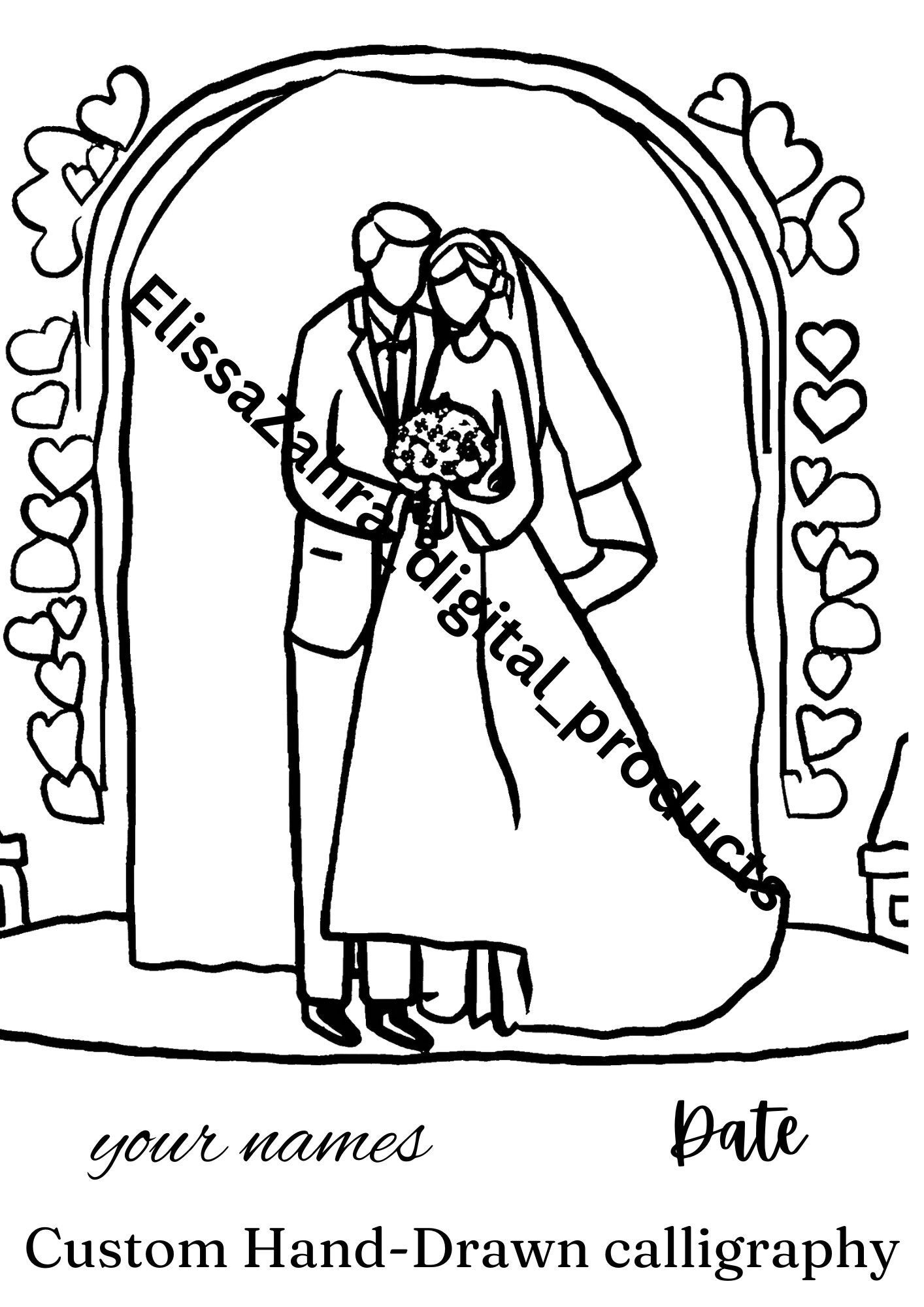 Couple Names Printable Art Template, Personalized Name Art, Engagement ...