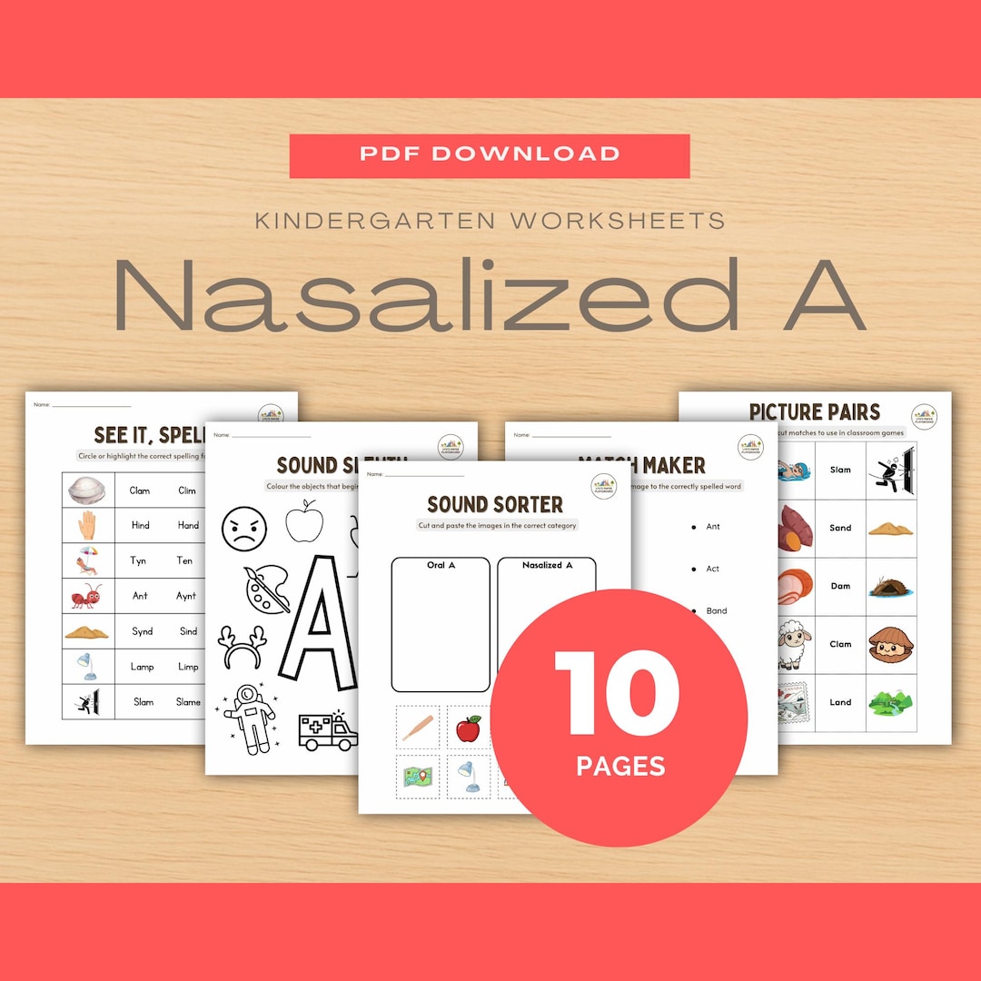 Nasalized Whiny A Worksheet Printables | Sorting, Spelling, Phonics ...