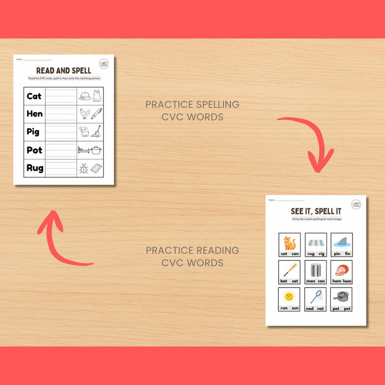 CVC Words Worksheet Printables | Tracing, Printing, Spelling, Reading ...