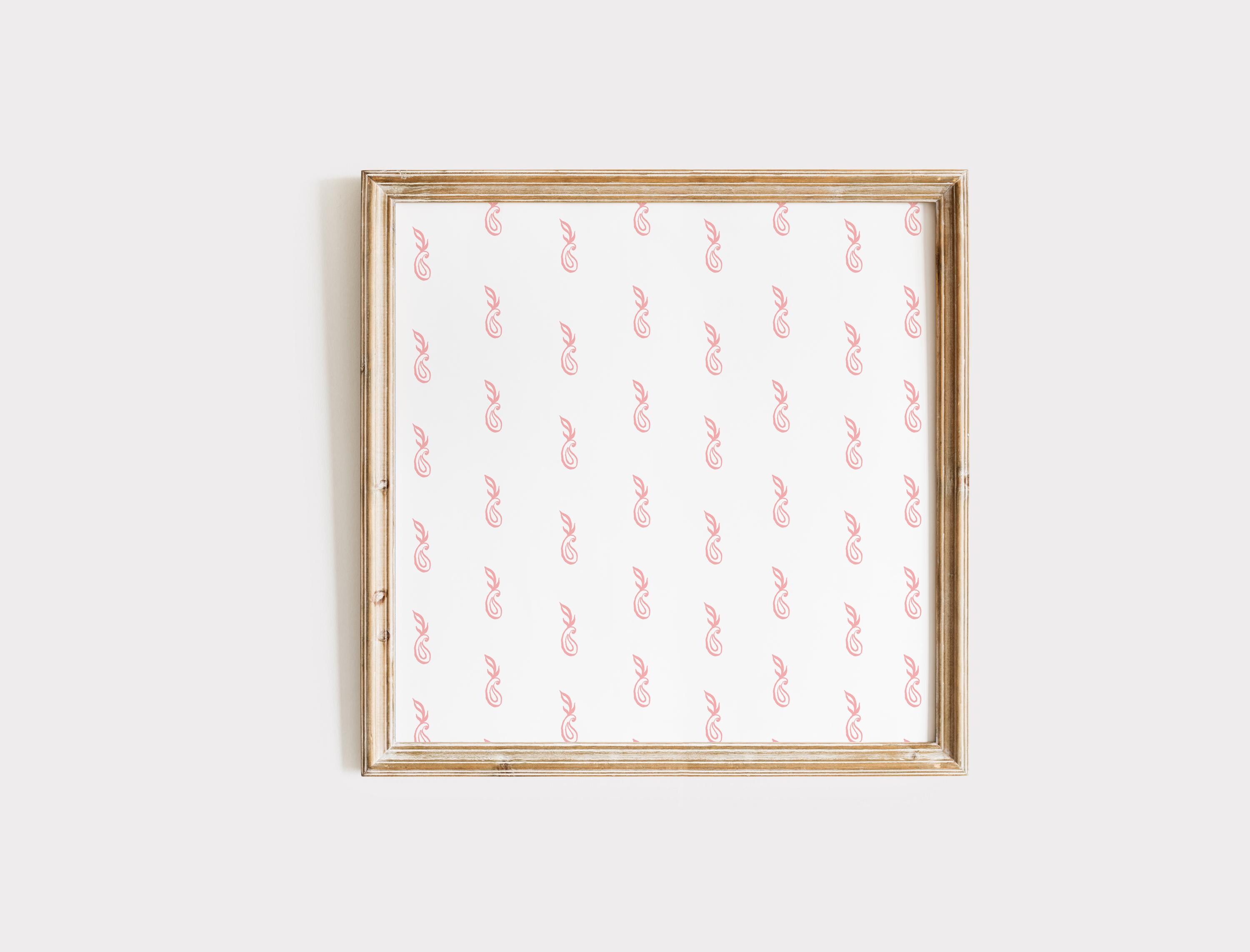 Set of 4 Pastel Pink and Blue Boho Wall Art, Contemporary Indian ...