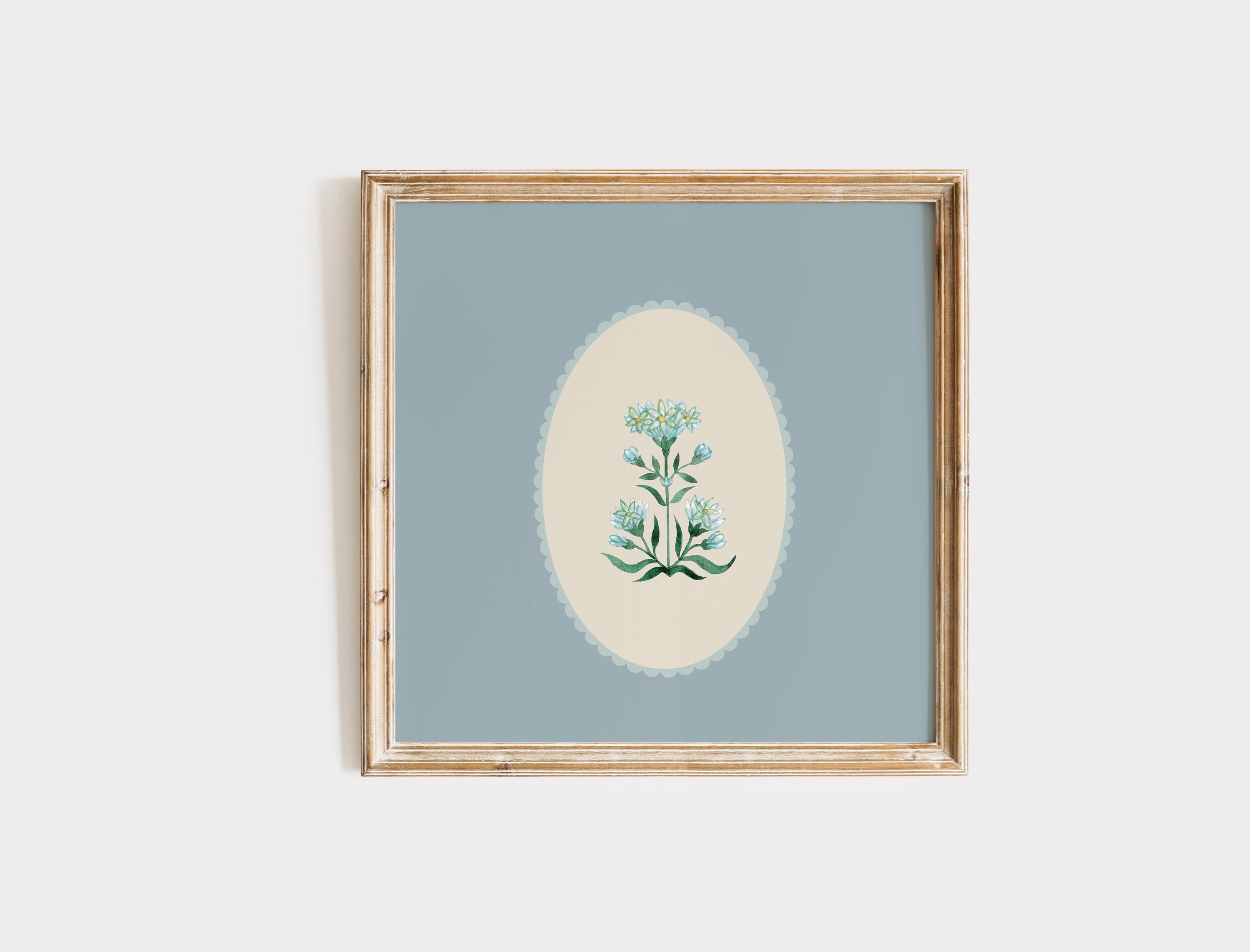 Set of 4 Pastel Pink and Blue Boho Wall Art, Contemporary Indian ...