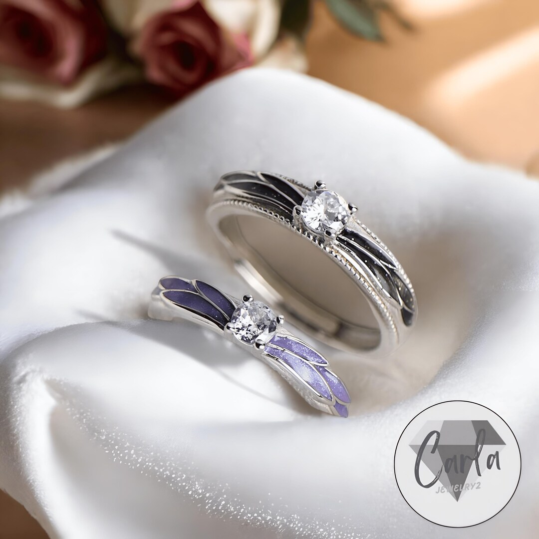 Stainless Steel Couple Rings for Him and Her, Promise Zircon Ring ...