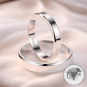 Sterling Silver Couple Rings,matching Rings, Couple Ring Simple Smooth ...