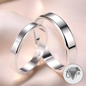 Sterling Silver Couple Rings,matching Rings, Couple Ring Simple Smooth ...