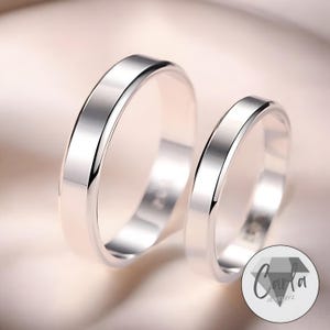 Sterling Silver Couple Rings,matching Rings, Couple Ring Simple Smooth ...