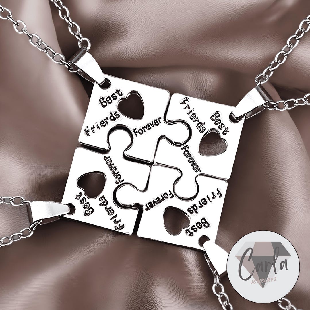 4 Pcs Set Best Friends Pendants Necklaces, Set of 4 Friendship Choker ...
