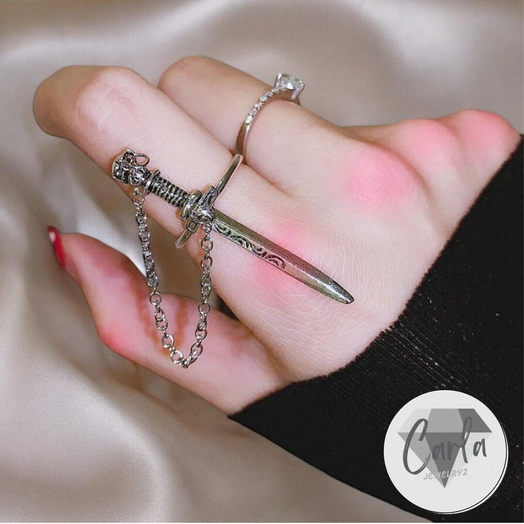 Punk Sword Ring, Stainless Steel Dagger Punk Ring Gift for Girls ...