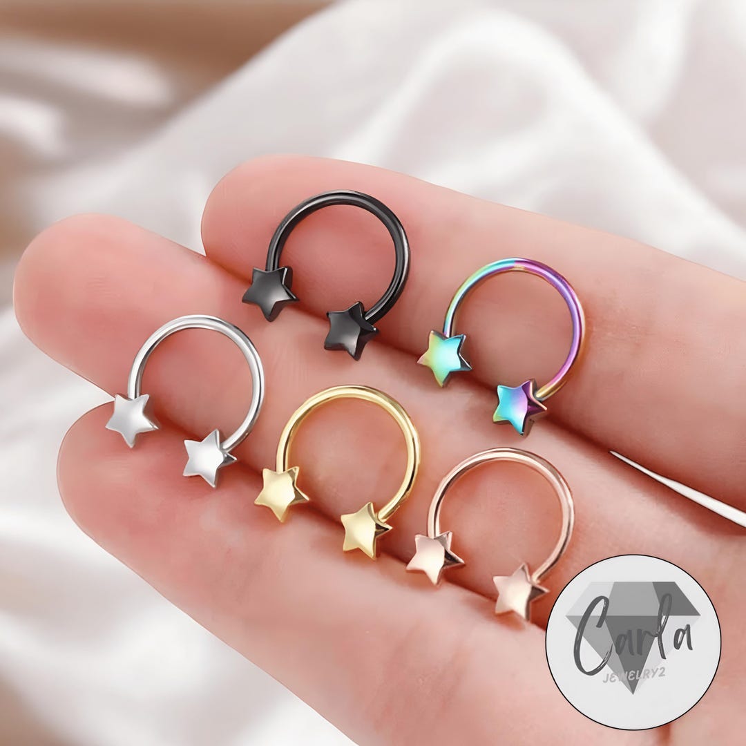 16G Stainless Steel Stardust Septum Ring Piercings, Cartilage Helix ...