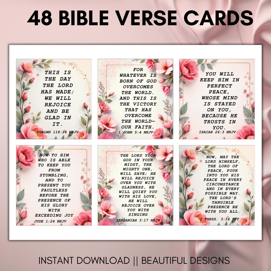 48 Bible Verse Cards, Scripture Cards, Self Care Printable, Bible ...