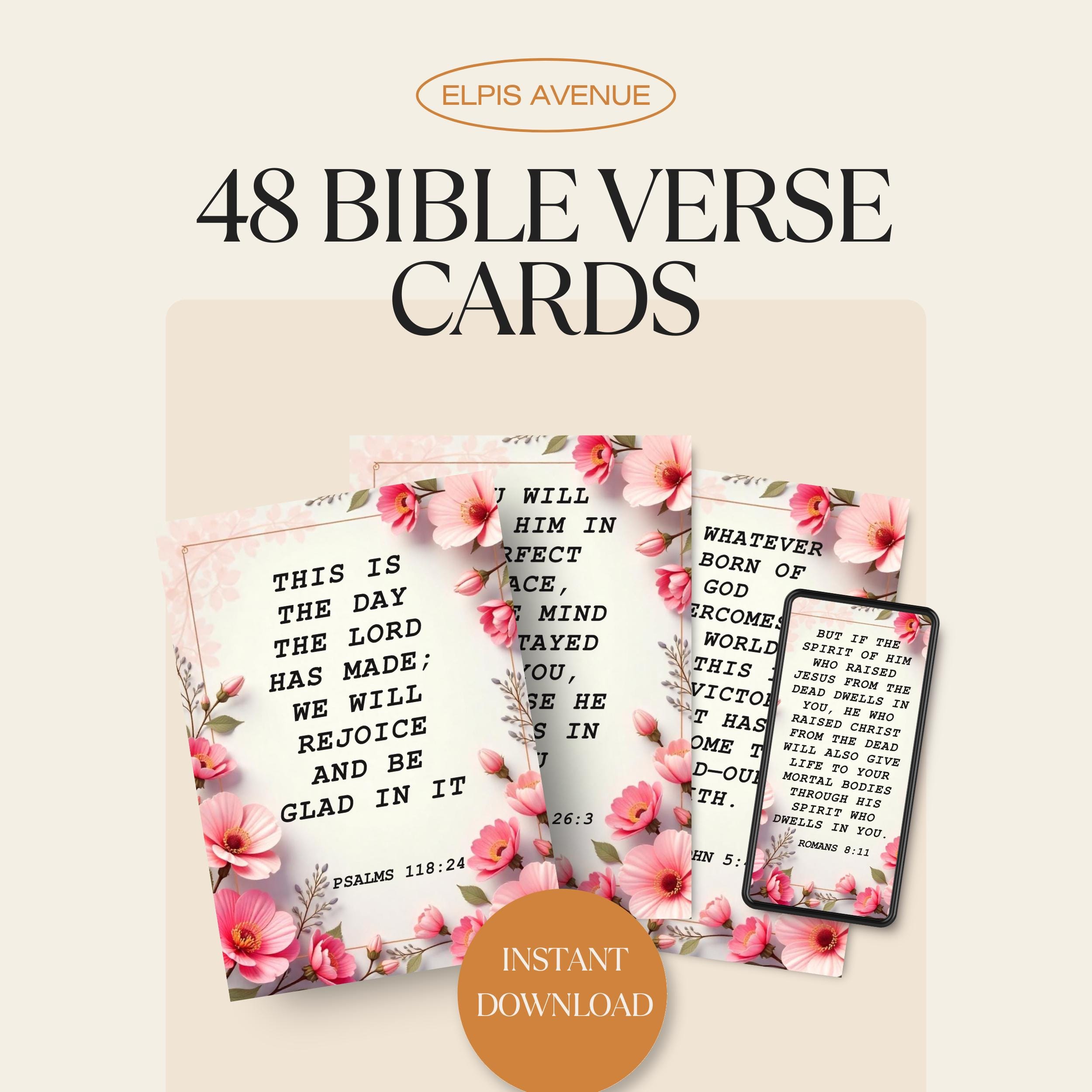 48 Bible Verse Cards, Scripture Cards, Self Care Printable, Bible ...