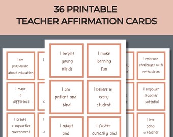 36 Printable Teacher Affirmations, Teacher Affirmation Cards, Positive ...