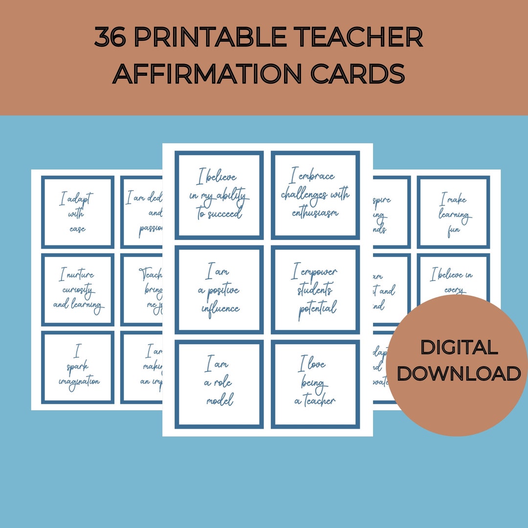 36 Printable Teacher Affirmation Cards - Etsy