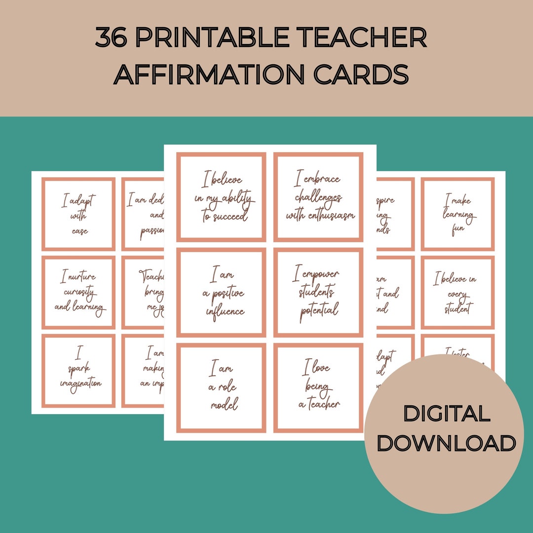 36 Printable Teacher Affirmation Cards - Etsy