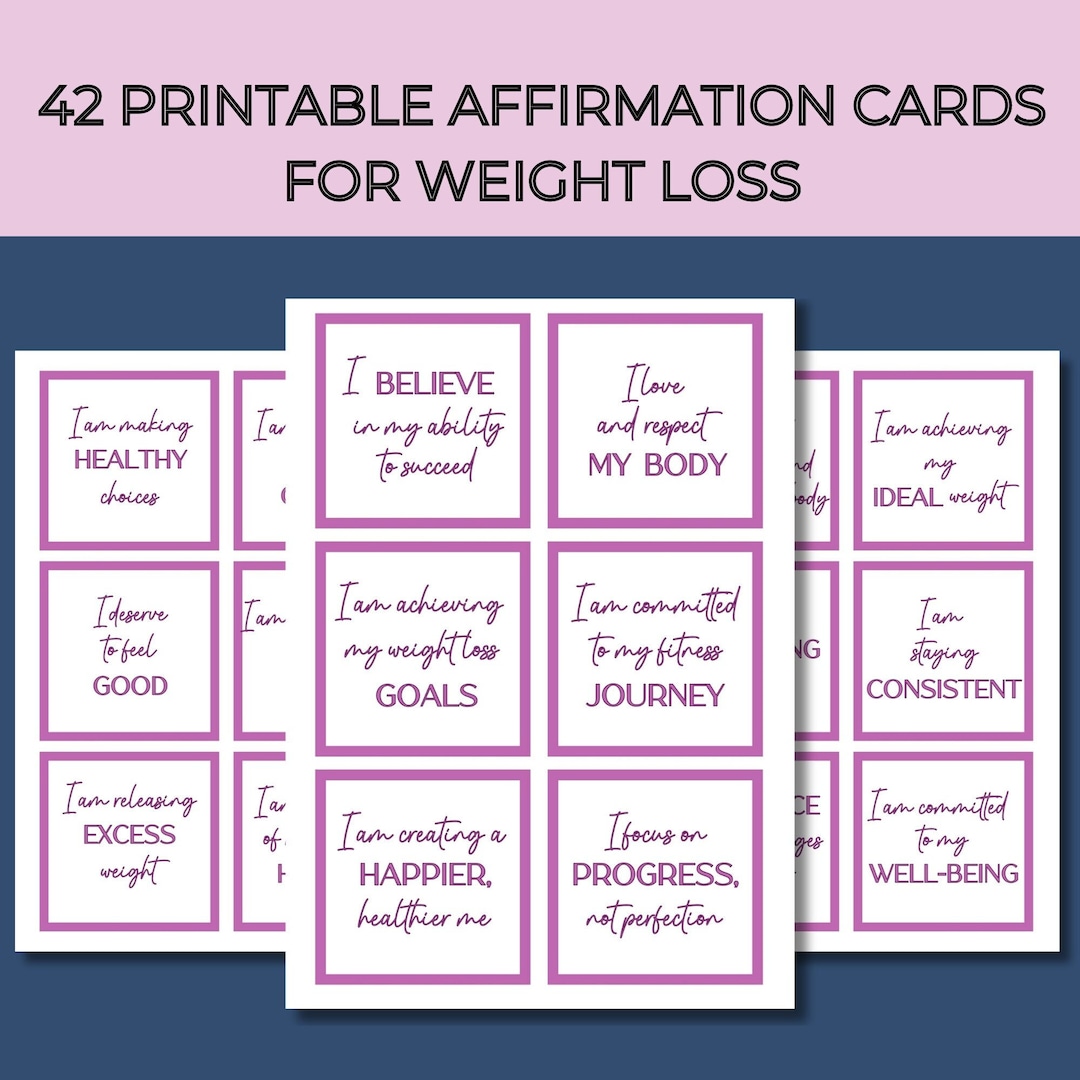 42 Printable Weight Loss Affirmations, Weight Loss Affirmation Cards ...