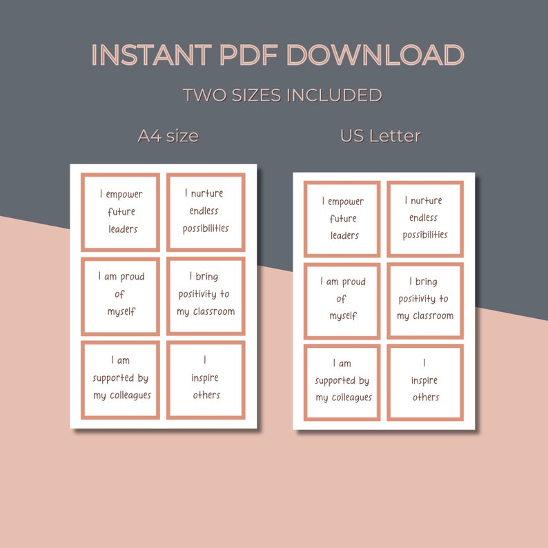 36 Printable Teacher Affirmations, Teacher Affirmation Cards, Positive ...