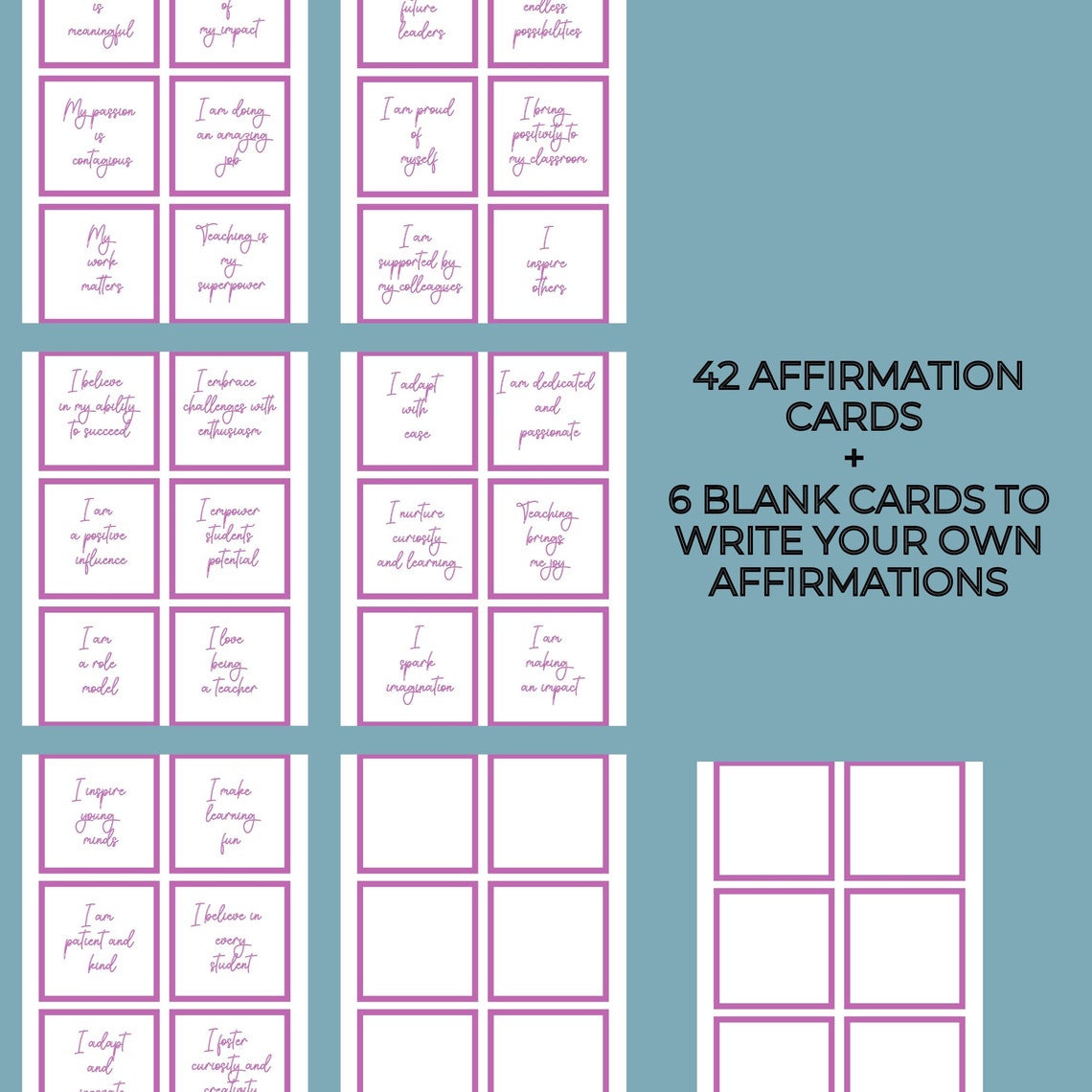 36 Printable Teacher Affirmation Cards - Etsy