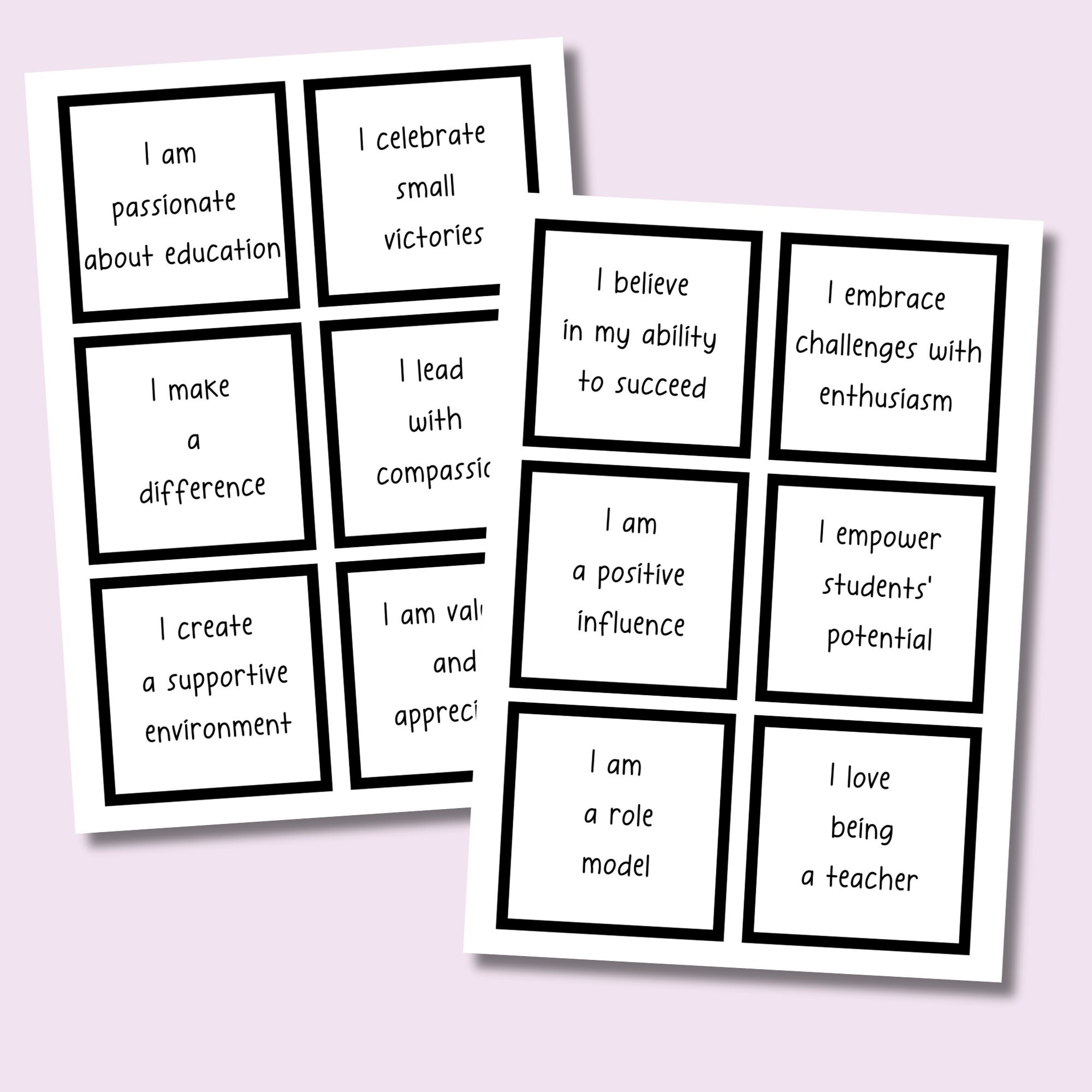 36 Printable Teacher Affirmations, Teacher Affirmation Cards, Positive ...