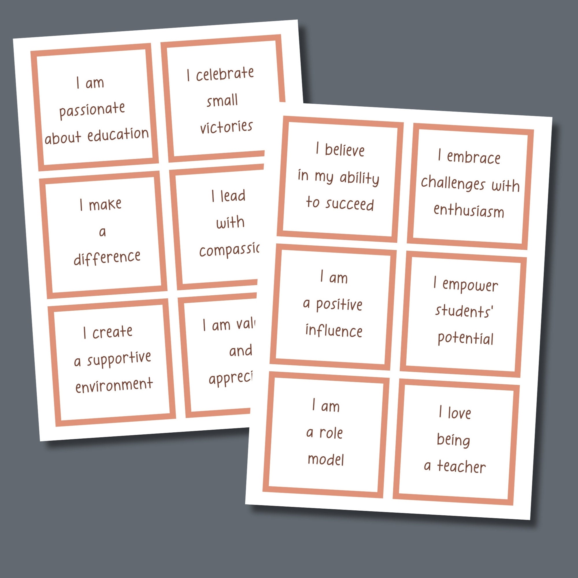 36 Printable Teacher Affirmations, Teacher Affirmation Cards, Positive ...