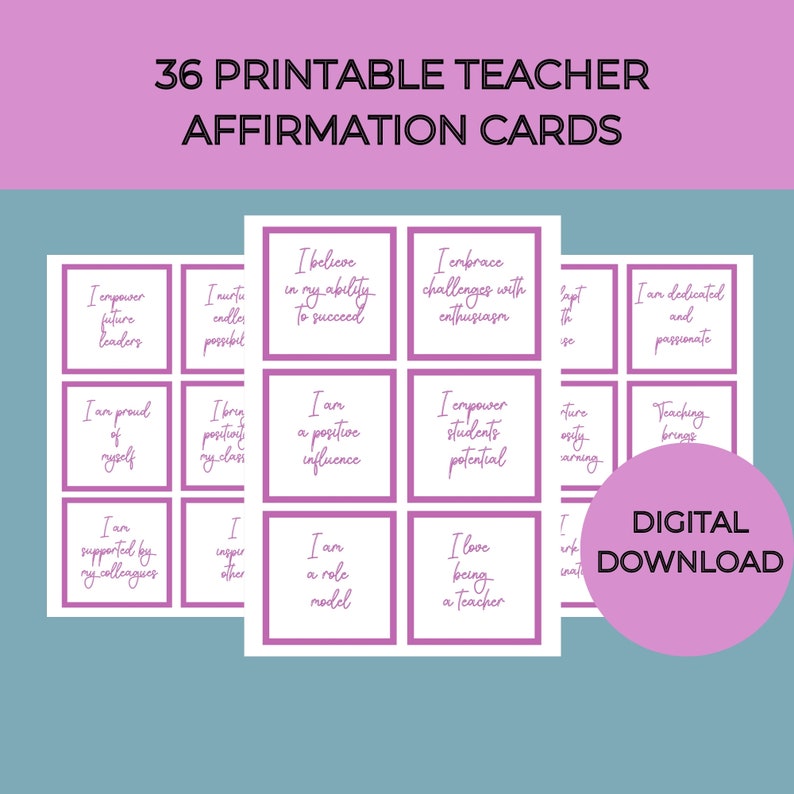 36 Printable Teacher Affirmation Cards - Etsy