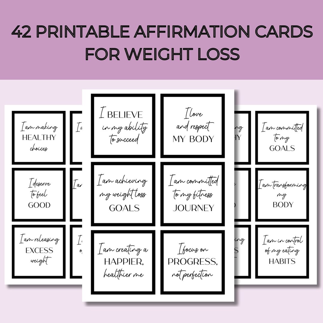 42 Printable Weight Loss Affirmations, Weight Loss Affirmation Cards ...