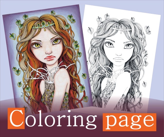 Dryad COLORING PAGE Colouring for Adults Instant DOWNLOAD - Etsy