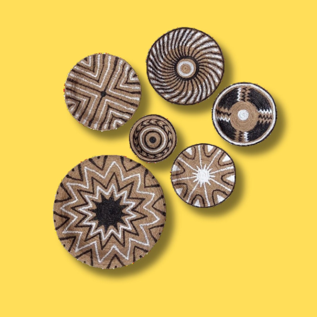 Rustique, 6-piece Handcrafted 100% Eco-friendly Jute Wall Décor Plates ...