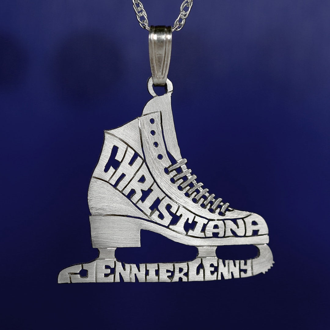 Ice Skate Name Necklace Personalized Solid Sterling Silver 925 Pendant ...