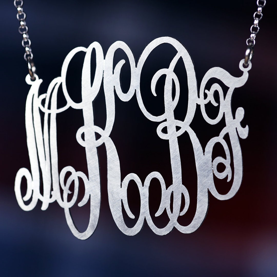 Monogram Name Necklace 4 Initials Personalized Jewelry Fancy Pendant ...
