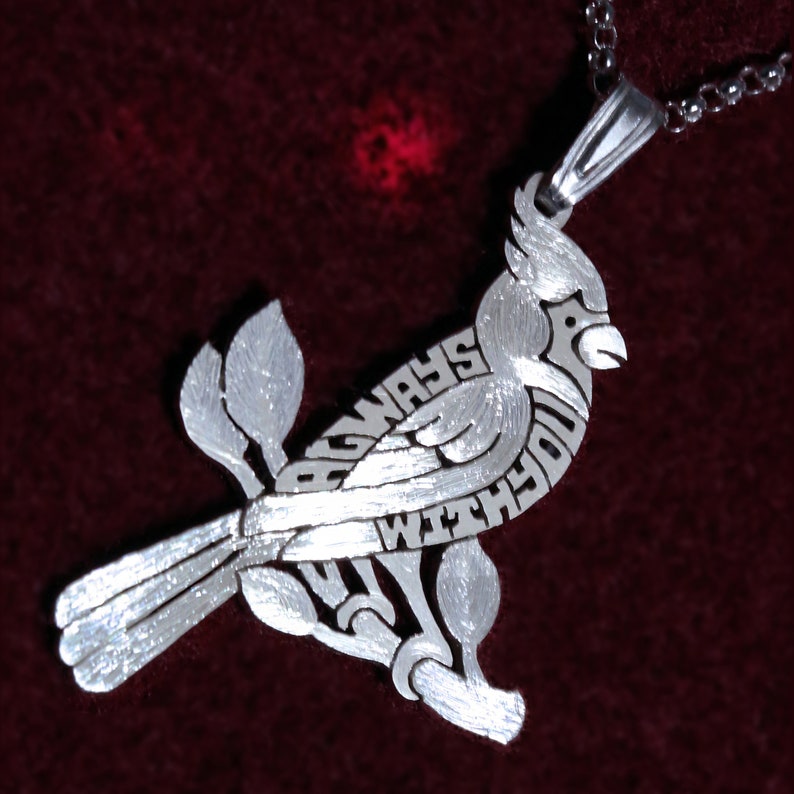 Cardinal Bird Necklace Pendant Silver 925 Personalized Name Initials ...