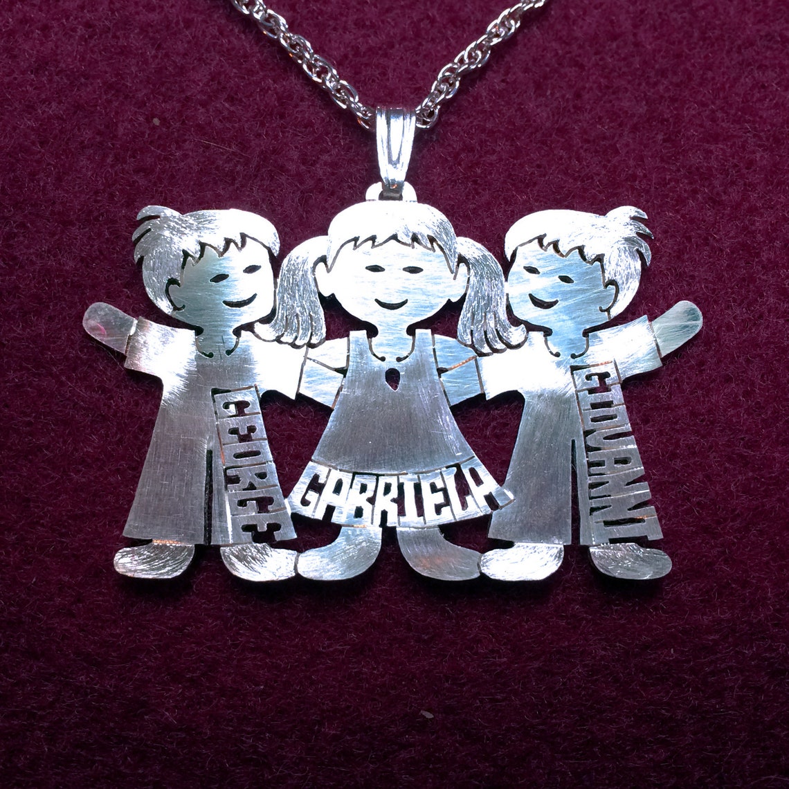 Boy Girl Kid Child Children Name Necklace Custom Hand Made Solid Silver ...