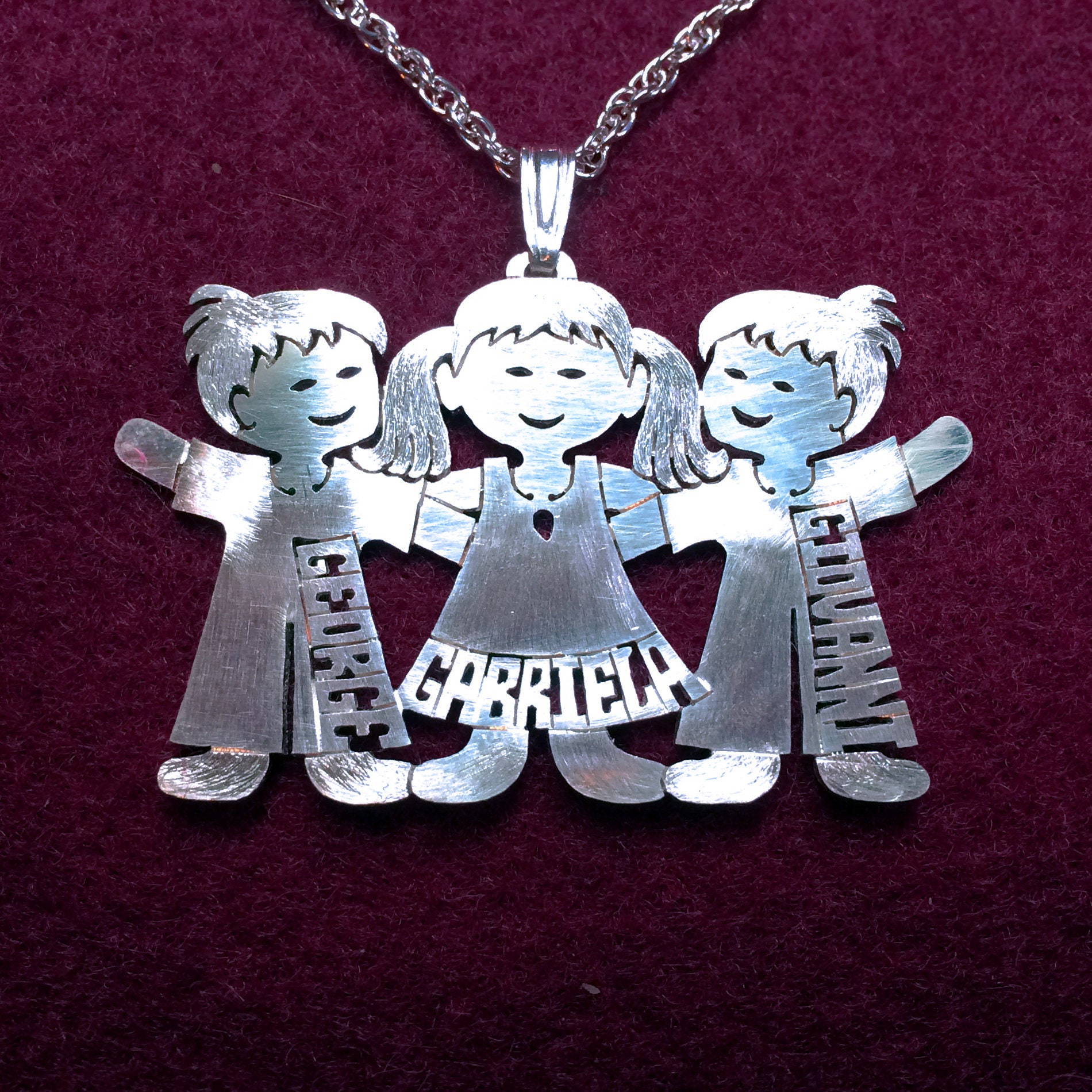 Boy Girl Kid Child Children Name Necklace Custom Hand Made Solid Silver ...