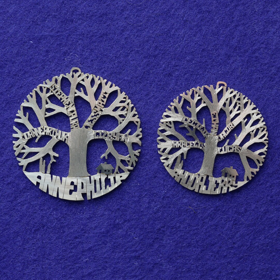 Family Tree of Life Name Necklace Hebrew English Names Solid Silver ...