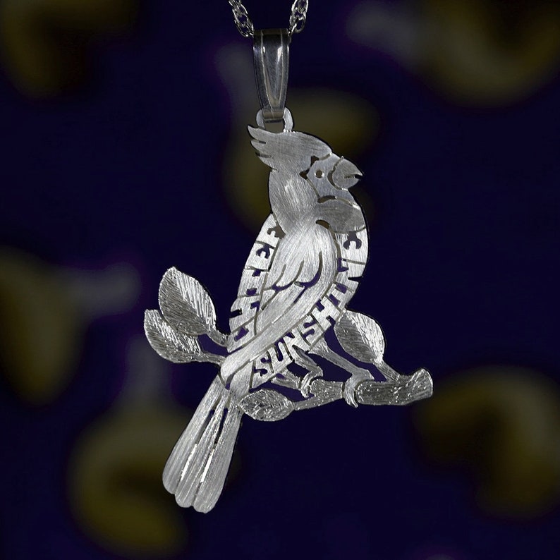 Cardinal Bird Necklace Pendant Silver 925 Personalized Name Initials ...