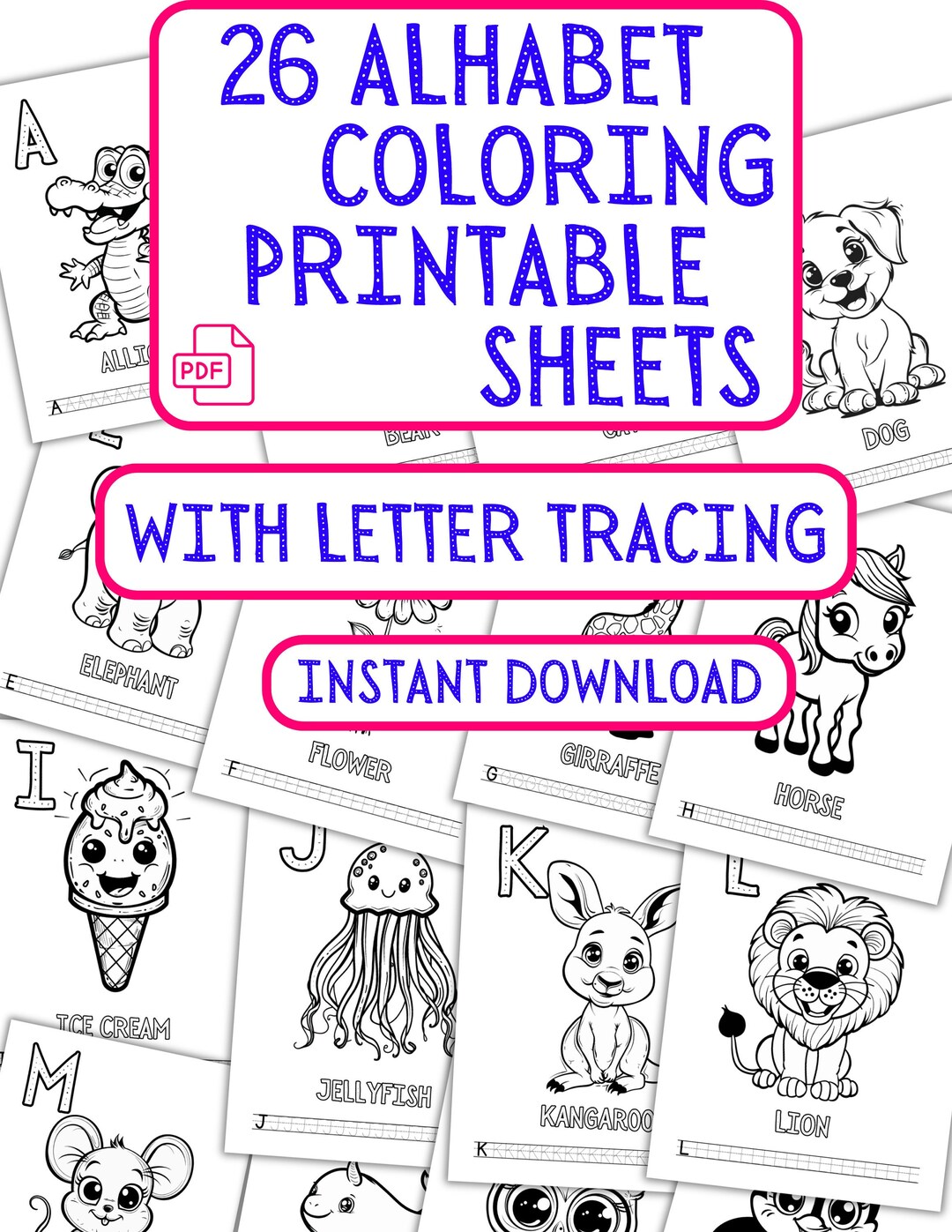 Coloring Alphabet Letters Tracing Worksheets Printable Alphabet ...