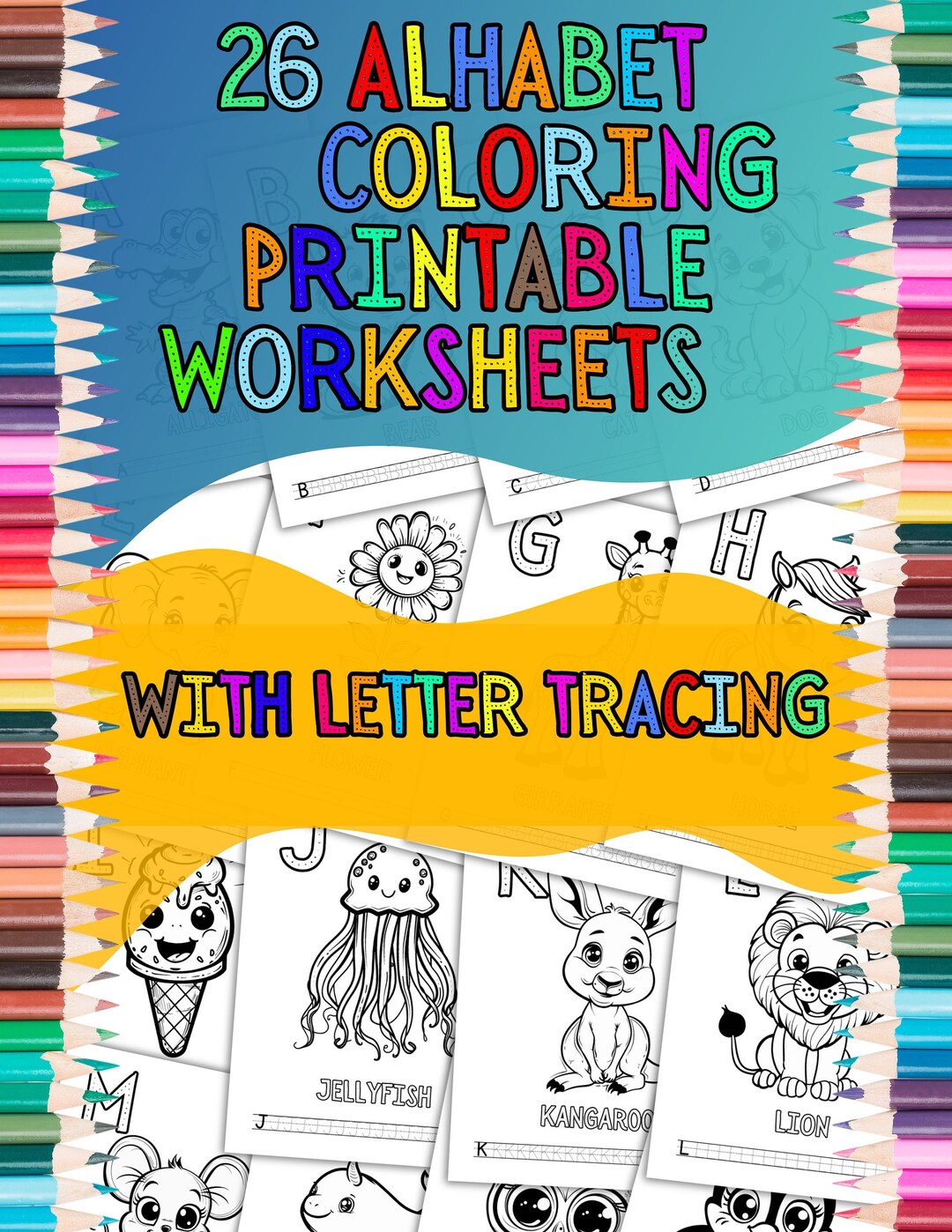 Printable ABC Coloring and Writing Practice Sheets Traceable Alphabet ...